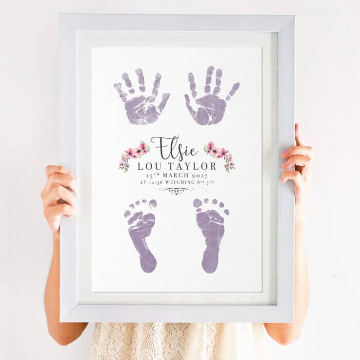 Personalised Handprint and Footprint Art Print for New Parents Personalised Handprint and Footprint Art Print for New Parents