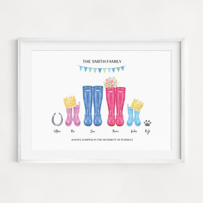 Personalised Welly Boot Family Print | Created by Magic Personalised Welly Boot Family Print | Created by Magic